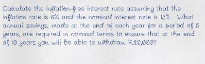 Solved Calculate the inflation-free interest rate assuming | Chegg.com