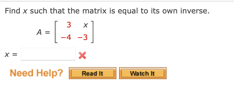 Solved Find x such that the matrix is equal to its own | Chegg.com