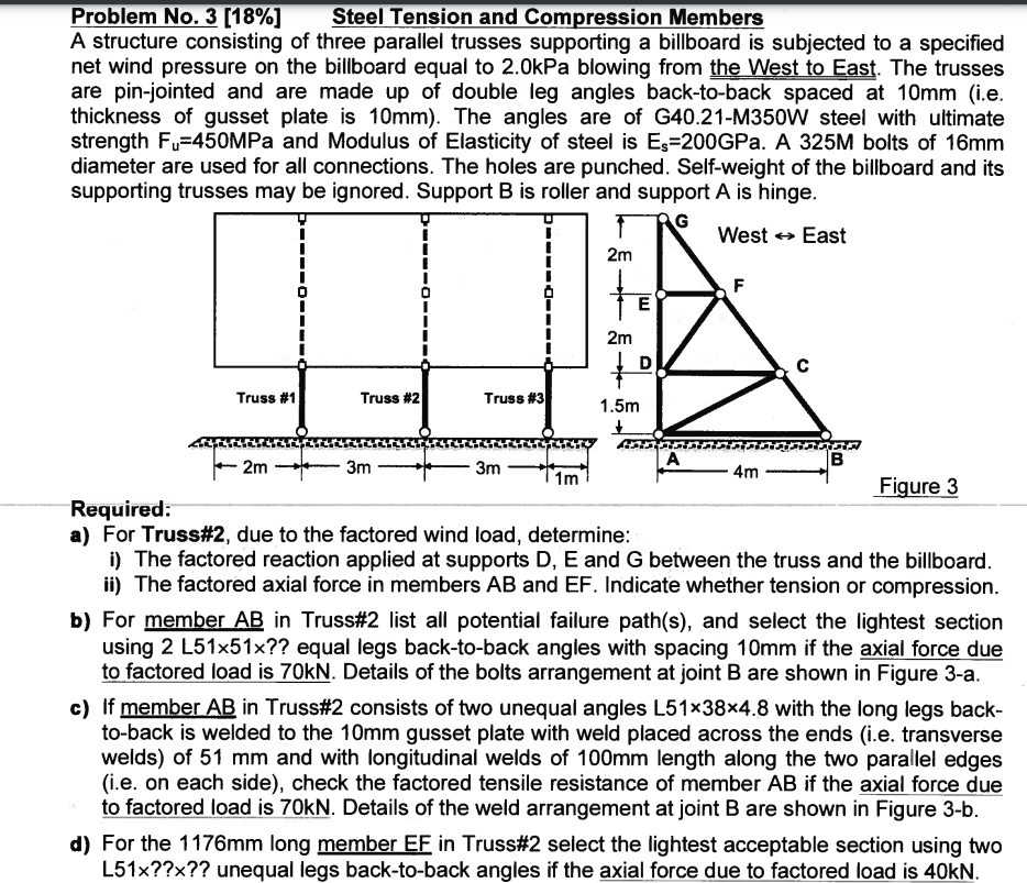 Problem No. 3 [18\%] Steel Tension and Compression | Chegg.com