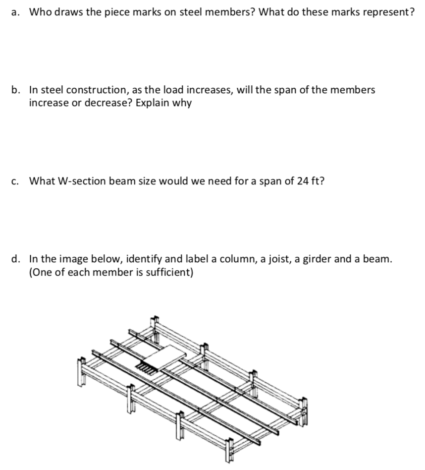 Solved a. Who draws the piece marks on steel members? What | Chegg.com
