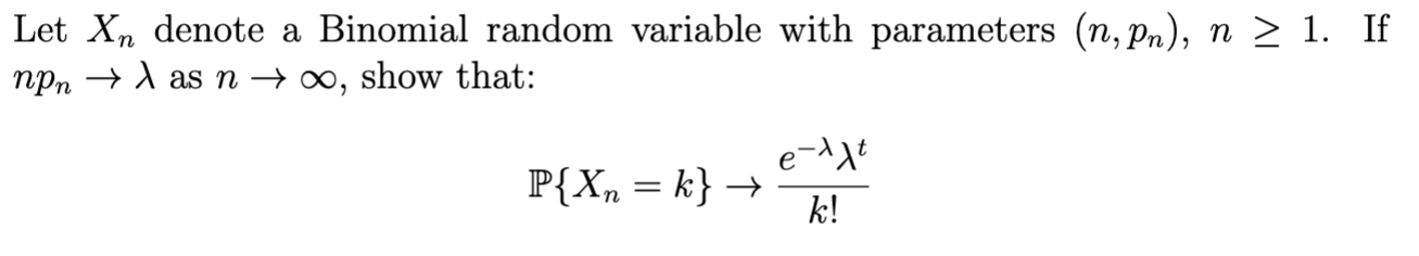 Solved Let Xn denote a Binomial random variable with | Chegg.com