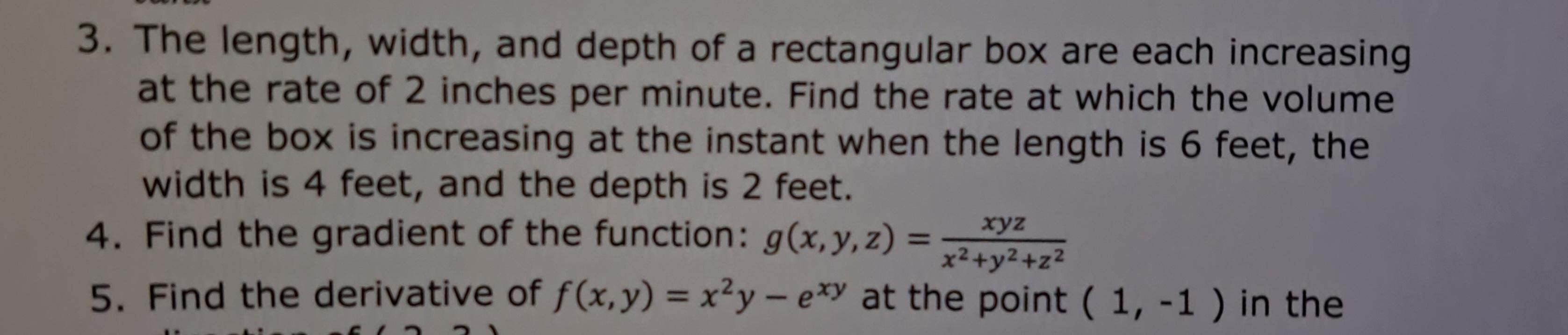 Solved 3. The length, width, and depth of a rectangular box | Chegg.com