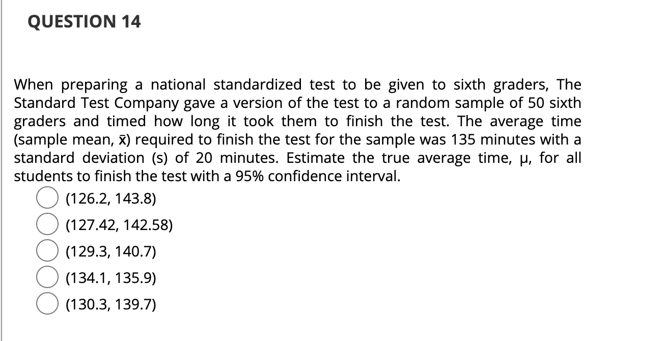 Solved QUESTION 14 When preparing a national standardized | Chegg.com
