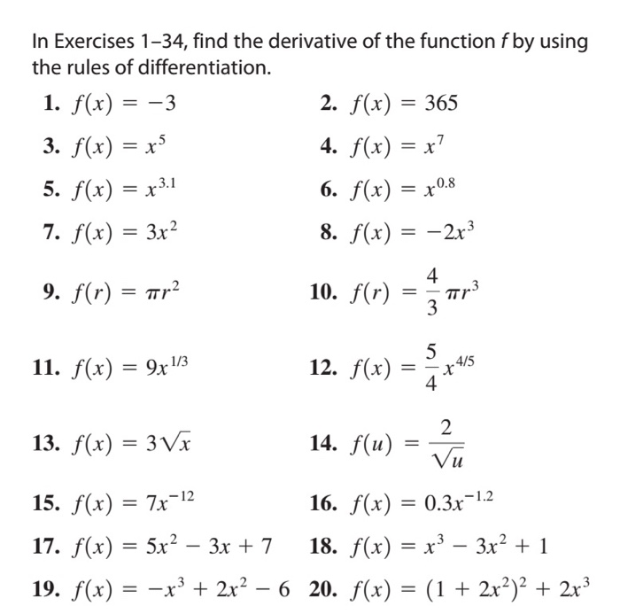 Solved In Exercises 1-34, find the derivative of the | Chegg.com