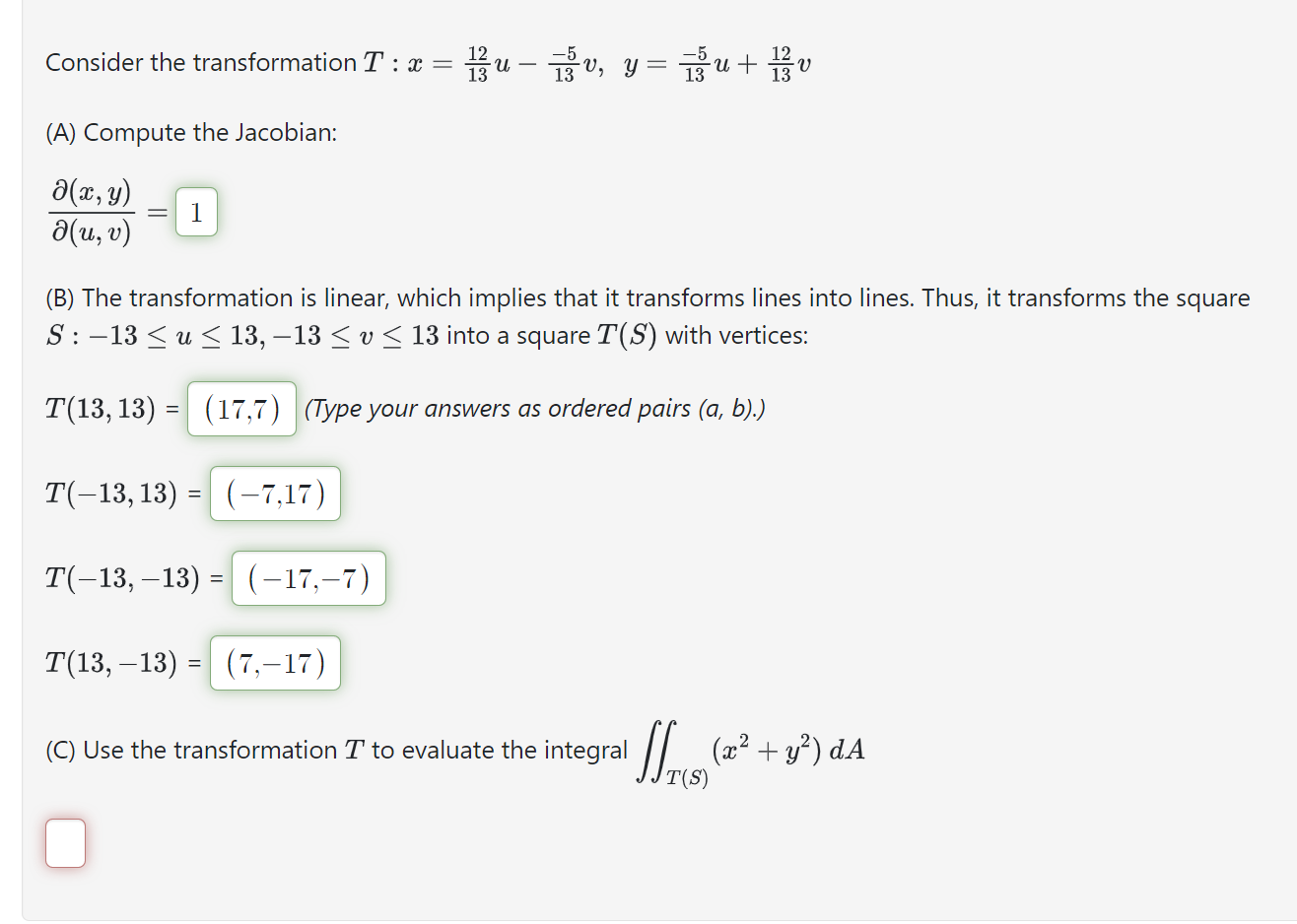Solved Consider the transformation | Chegg.com