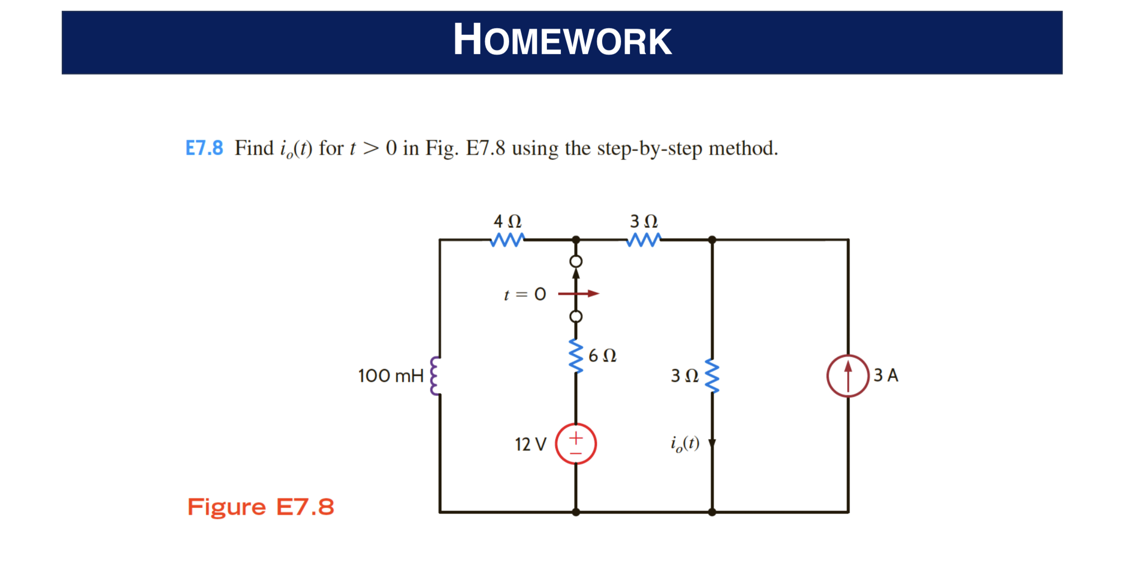 Solved E7 8 Find Io T For T 0 In Fig E7 8 Using The