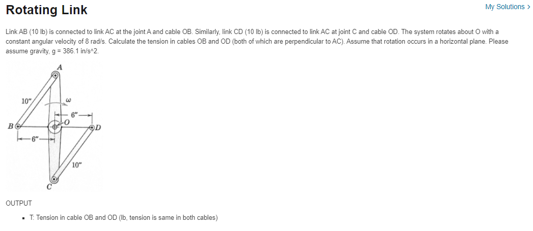 Solved My Solutions Rotating Link Link AB (10 lb) is | Chegg.com