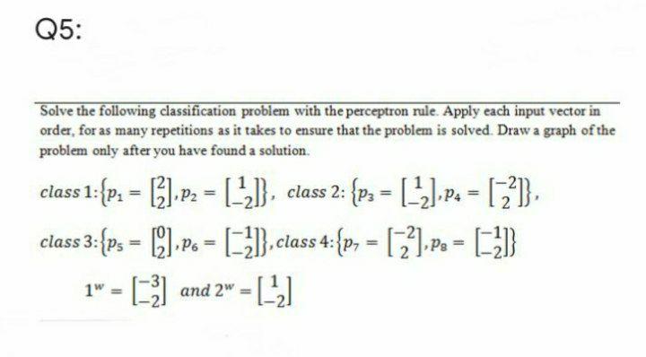 Q5: Solve the following classification problem with | Chegg.com