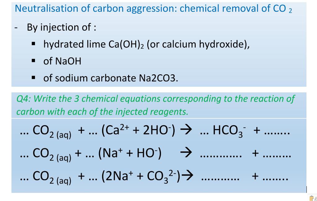 Solved Neutralisation of carbon aggression: chemical removal | Chegg.com