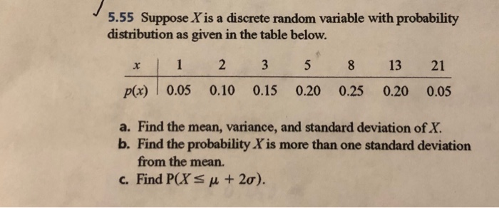 Solved 5.55 Suppose Xis a discrete random variable with | Chegg.com