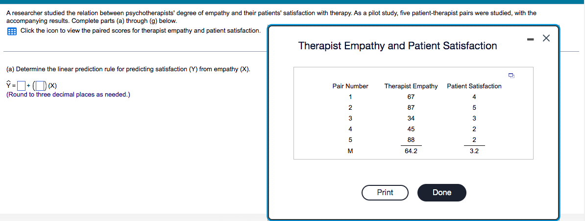 Solved Therapist Empathy And Patient Satisfaction A