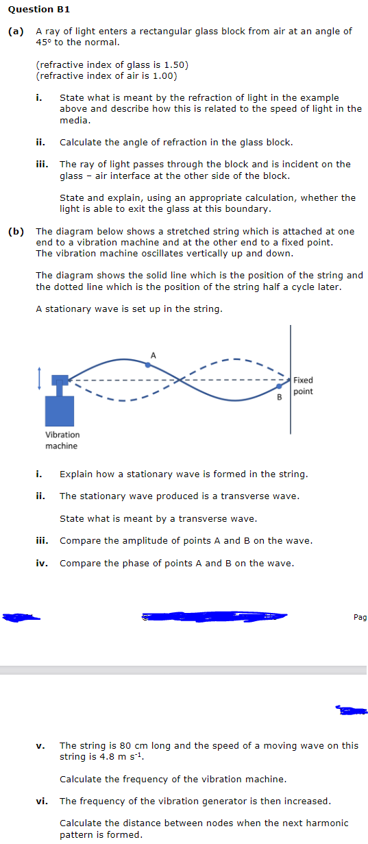 Solved Question B1 (a) A ray of light enters a rectangular | Chegg.com