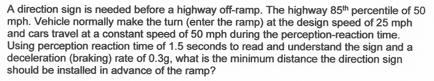 Solved A direction sign is needed before a highway off-ramp. | Chegg.com