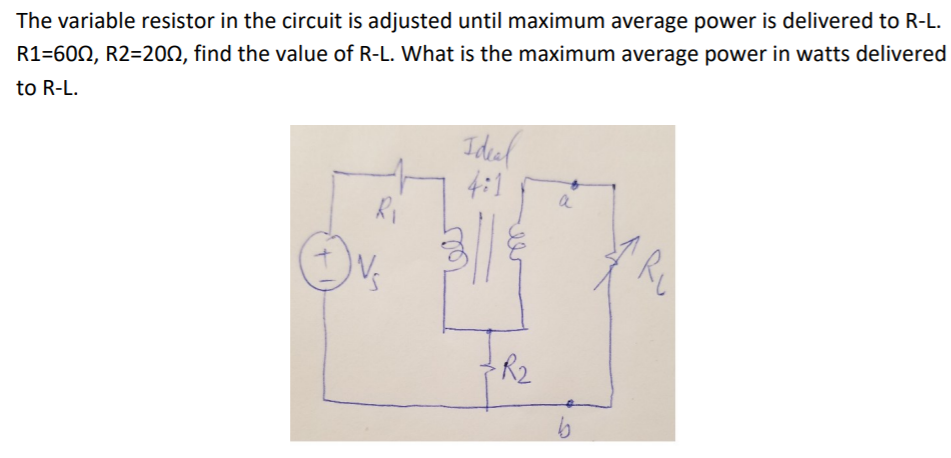 Solved The variable resistor in the circuit is adjusted | Chegg.com