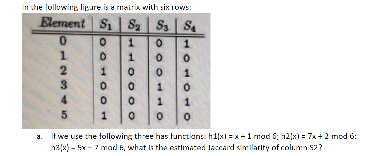 Solved In the following figure is a matrix with six rows: | Chegg.com