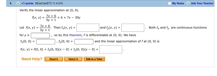 Solved Verify The Linear Approximation At 0 0 F X Y