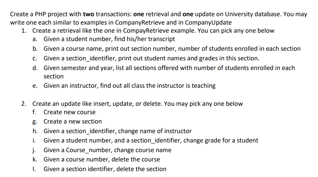 Solved Create A Php Project With Two Transactions One 1155