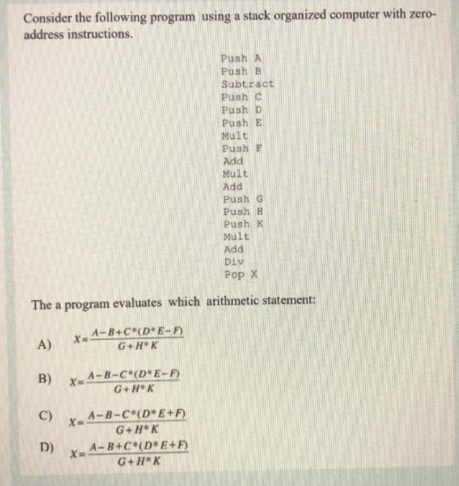 Solved Consider the following program using a stack | Chegg.com