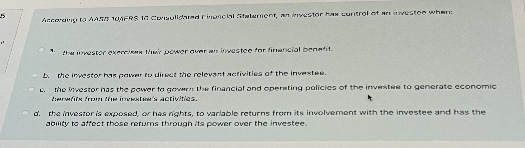 Solved According to AASB 10/IFRS 10 Consolidated Financial | Chegg.com