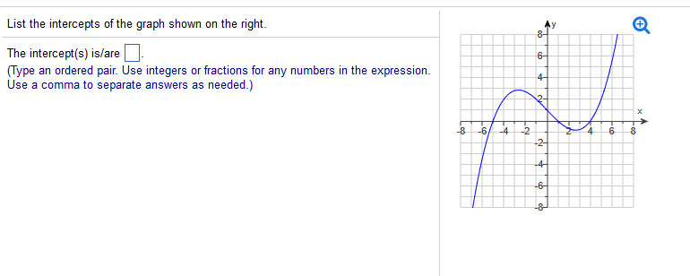Solved List the intercepts of the graph shown on the right | Chegg.com