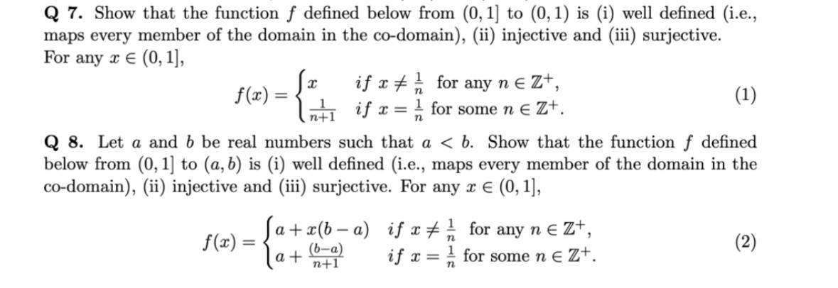 Solved Q 7. Show that the function f defined below from | Chegg.com