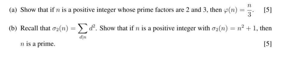 Solved n [5] (a) Show that if n is a positive integer whose | Chegg.com