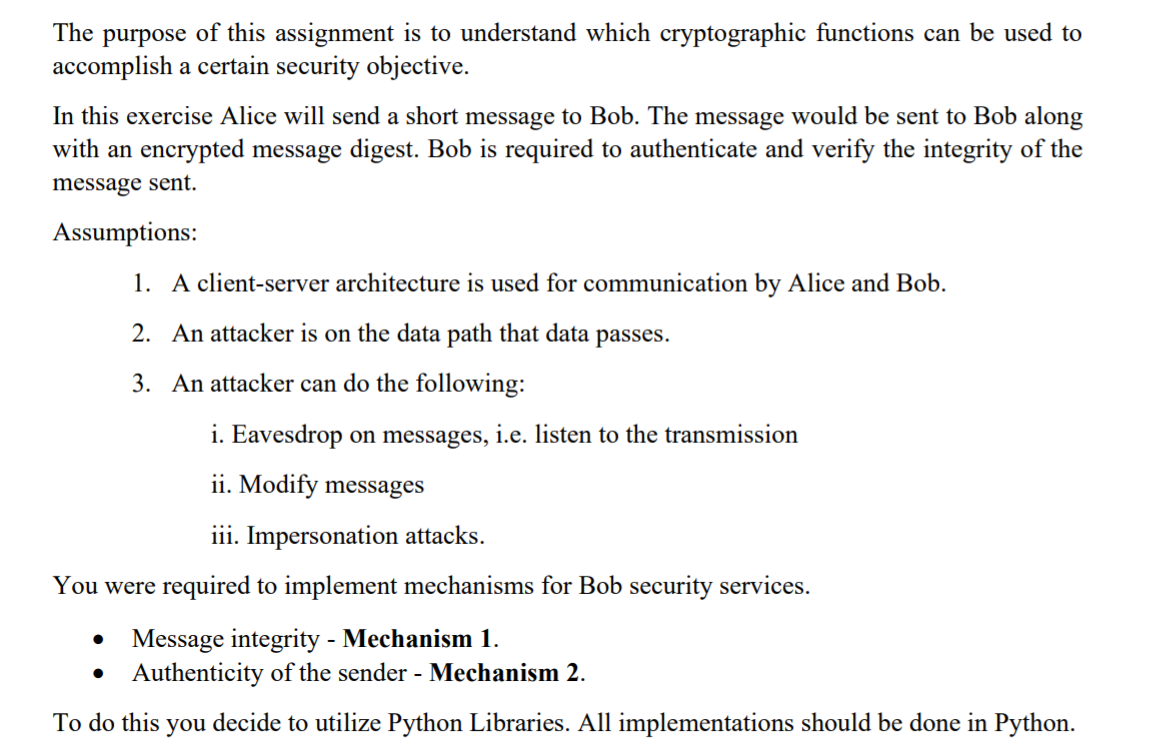 Needed in python. Implement Mechanism 1 and 2. Ensure | Chegg.com