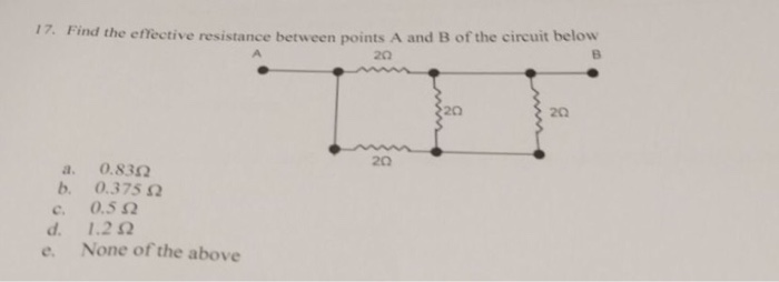 Solved Find the effective resistance between points A and B | Chegg.com