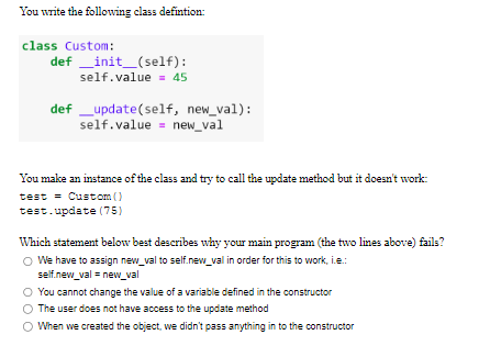 Solved You write the following class defintion:class | Chegg.com