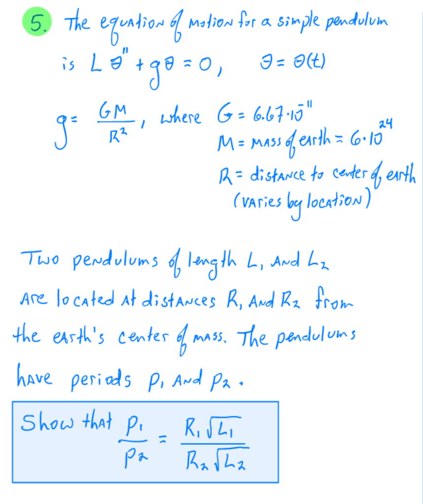 Solved 5. The equation of motion for a simple pendulum is | Chegg.com