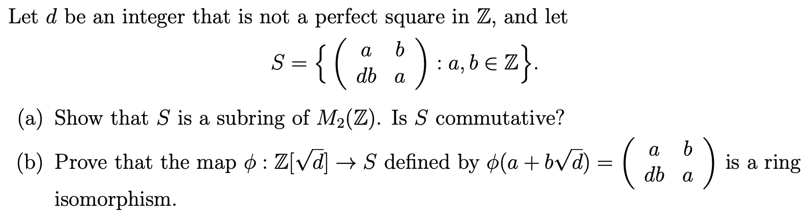 Solved Let d be an integer that is not a perfect square in | Chegg.com