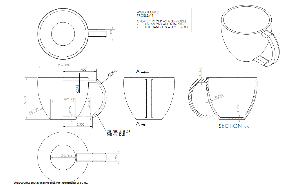 Solved How would I create this cup in solidworks.ASSIGNMENT | Chegg.com