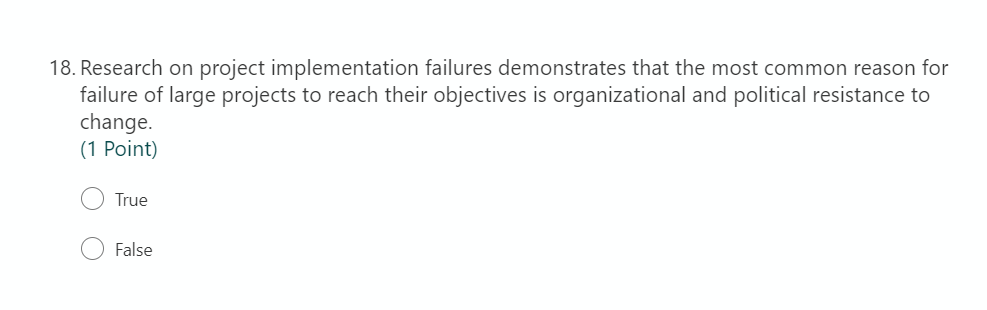 Solved 18. Research on project implementation failures | Chegg.com