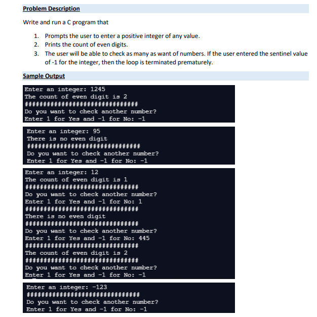 Solved Problem Description Write and run a C program that 1. | Chegg.com