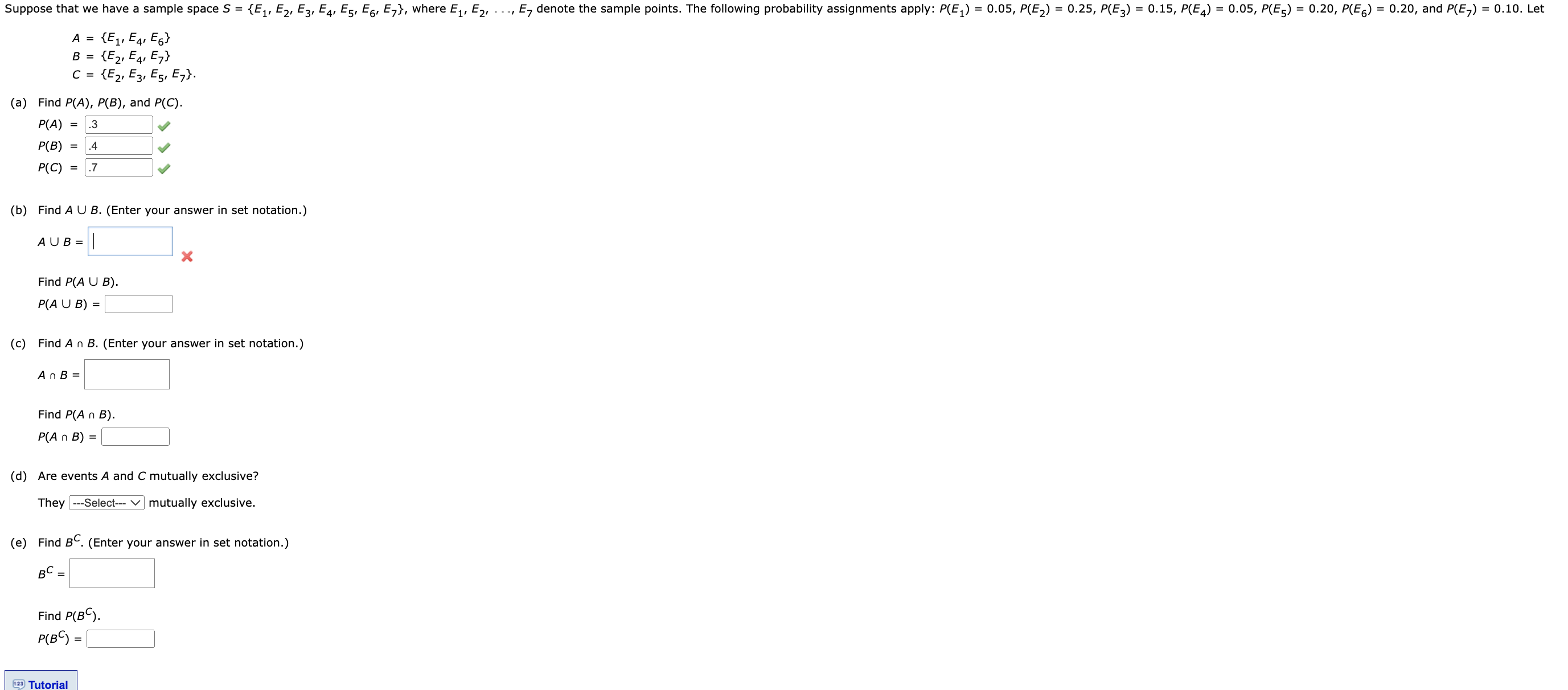 Solved A={E1,E4,E6}B={E2,E4,E7}C={E2,E3,E5,E7} (a) Find | Chegg.com