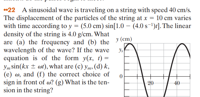 Solved ∙22 A sinusoidal wave is traveling on a string with | Chegg.com
