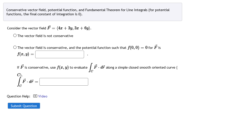 Solved Conservative vector field, potential function, and | Chegg.com