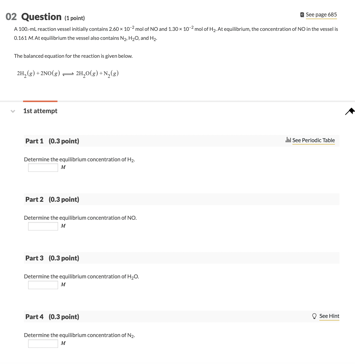 Solved 02 Question (1 point) 르 See page 685 A 100.- mL | Chegg.com
