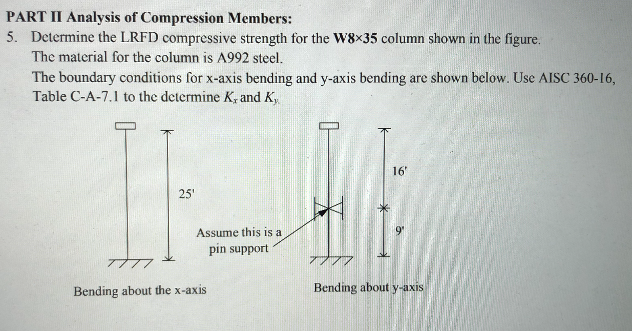 Solved PART II Analysis of Compression Members: 5. Determine | Chegg.com