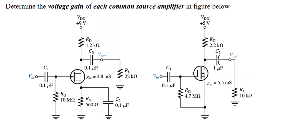 Solved Determine the voltage gain of each common source | Chegg.com