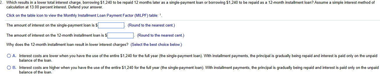 Solved calculation at 13.00 percent interest. Defend your | Chegg.com