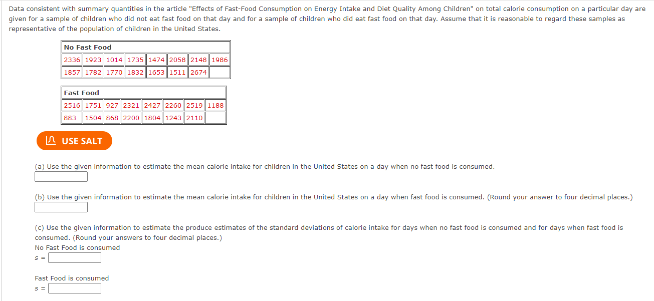 Solved Data consistent with summary quantities in the | Chegg.com