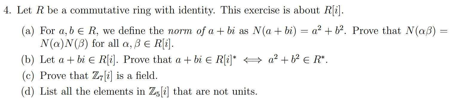Solved 4. Let R be a commutative ring with identity. This | Chegg.com