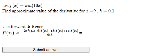 Solved Let \\( f(x)=\\sin (10 x) \\) Find approximate value | Chegg.com