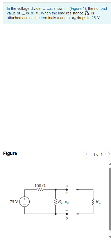 Solved In the voltage-divider circuit shown in the no-load | Chegg.com