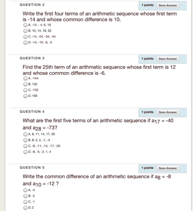 Solved QUESTION 2 1 points Save Answer Write the first four | Chegg.com
