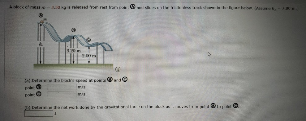 Solved A block of mass m - 3.50 kg is released from rest | Chegg.com