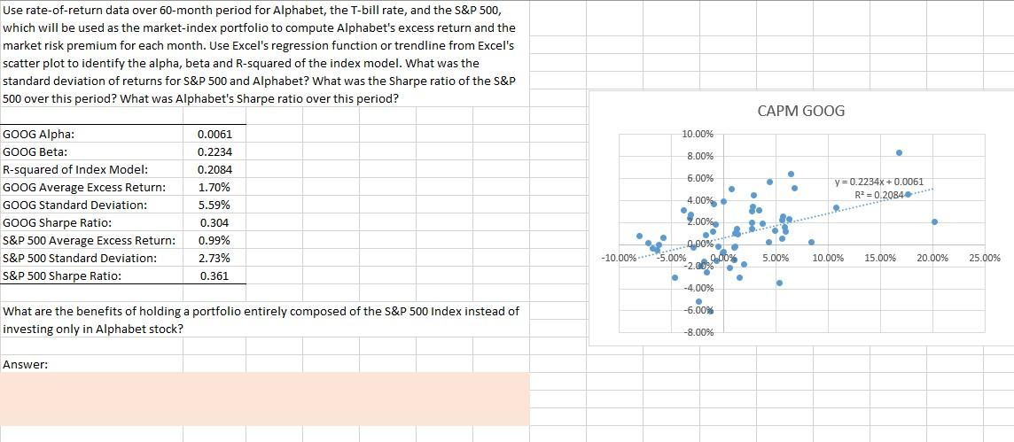 Solved Use rate-of-return data over 60 -month period for | Chegg.com