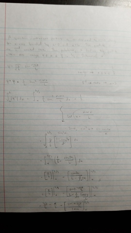 Solved A particle in a one-dimensional box of length L is in | Chegg.com