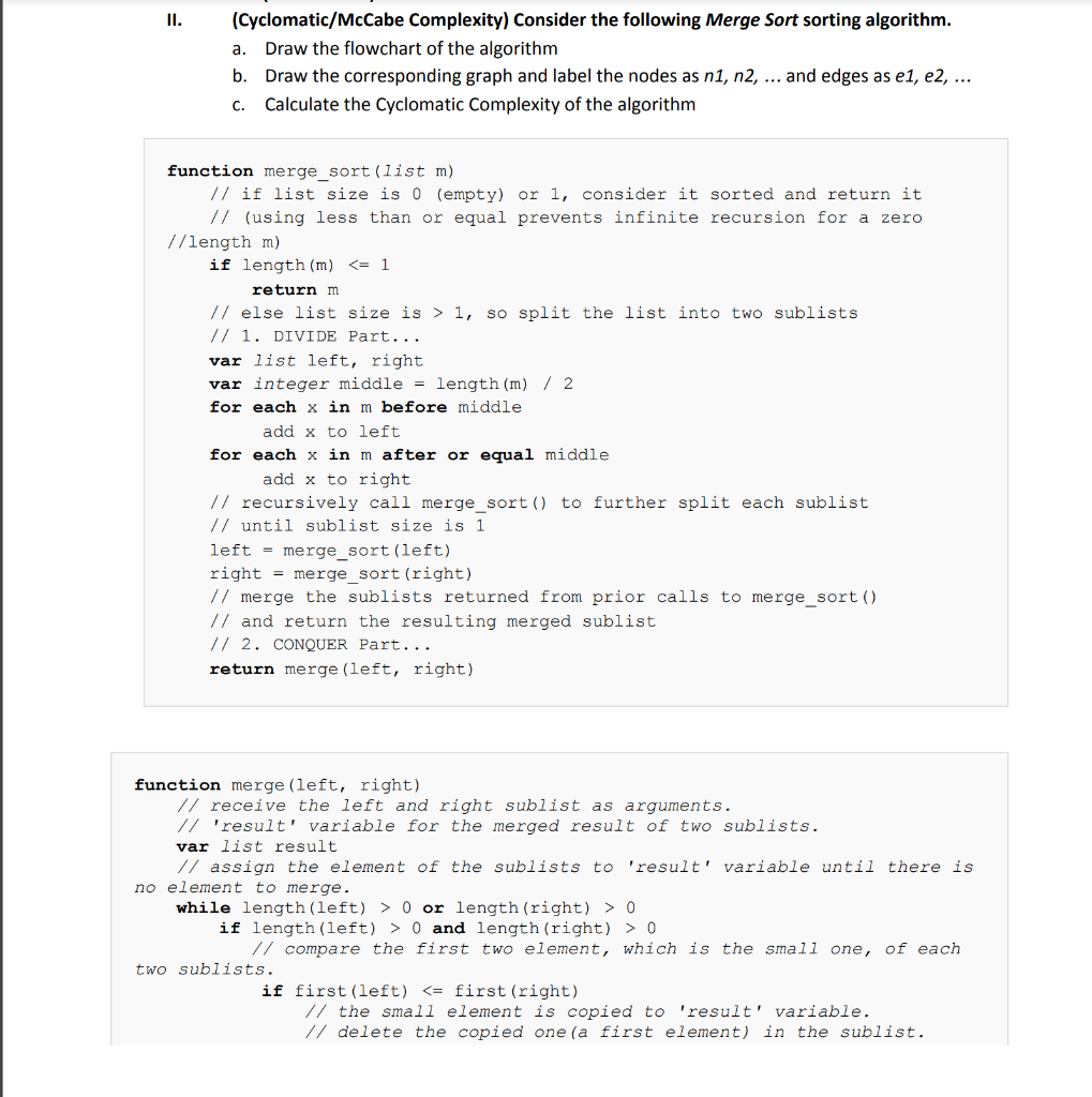 Solved (Cyclomatic/McCabe Complexity) Q1. Consider the | Chegg.com